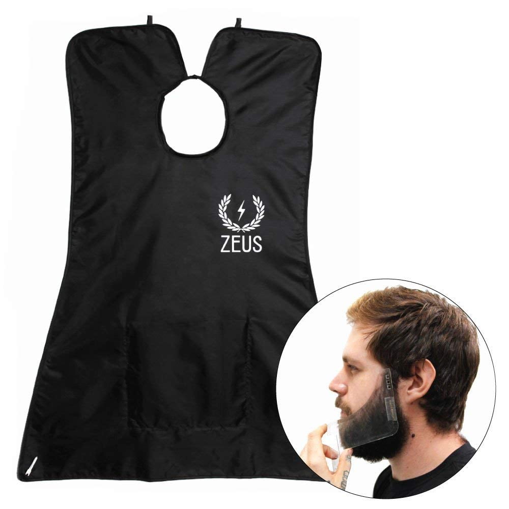 ZEUS Beard - Men's Shaping Tool & Beard Apron Hair Trimming Kit - Black ...