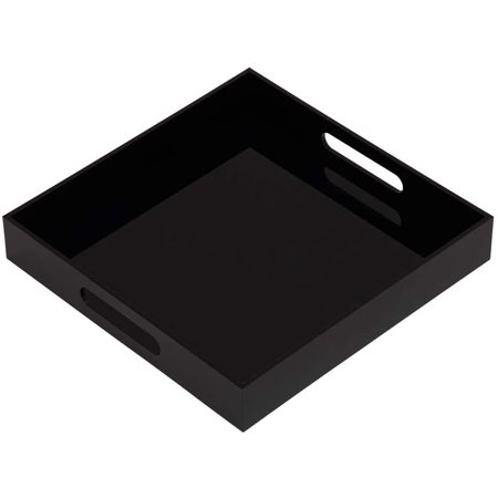 Glo y Black Sturdy Acrylic S ving Tray with Handle 12x12x2H Inch ...