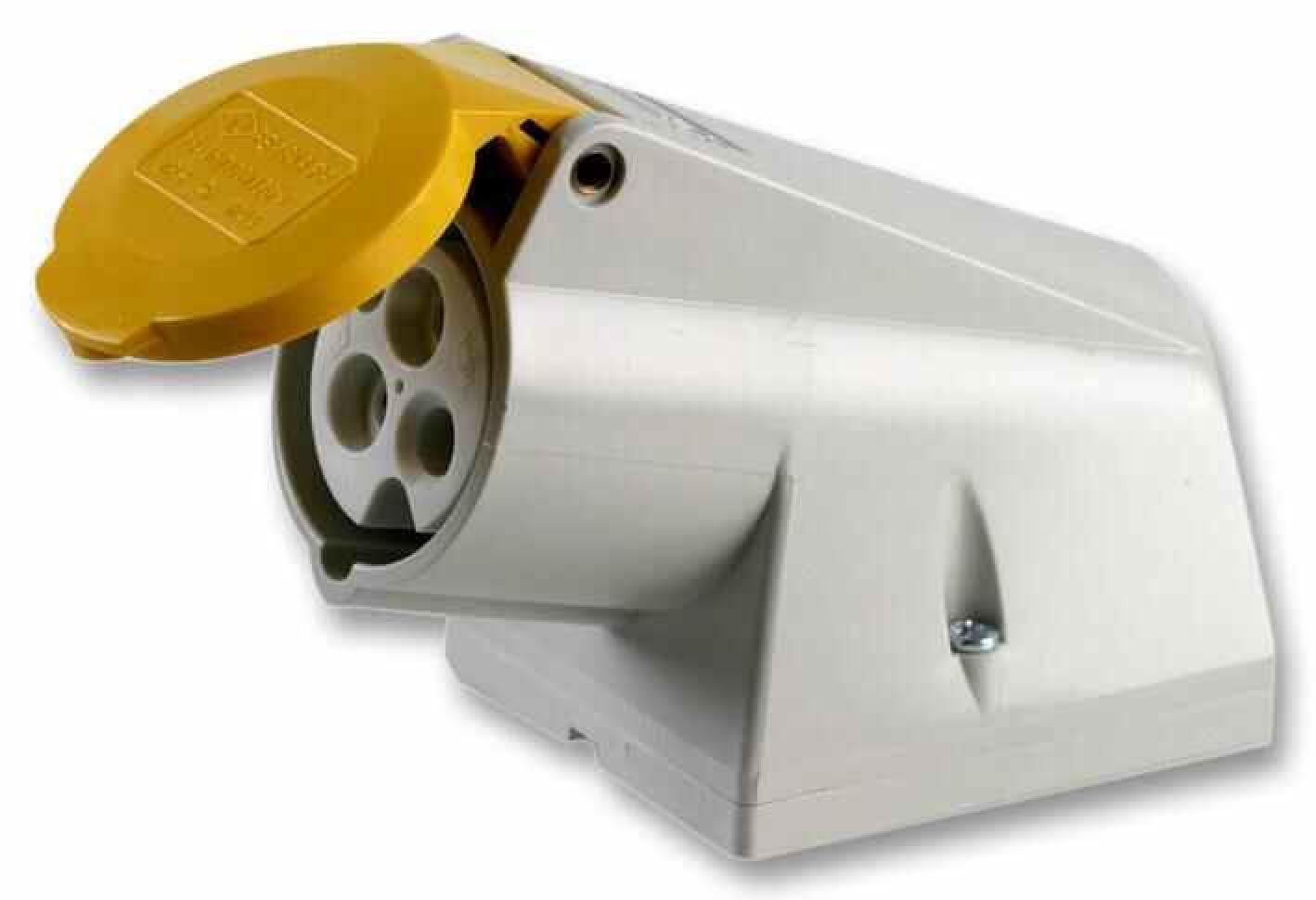 PRO POWER - 16A, 110V, Surface Mount CEE Socket, 2P+E, Yellow, IP44 ...