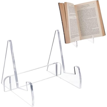 6 PCS Acrylic Book Stand with Ledge, Clear Acrylic Display Easel ...