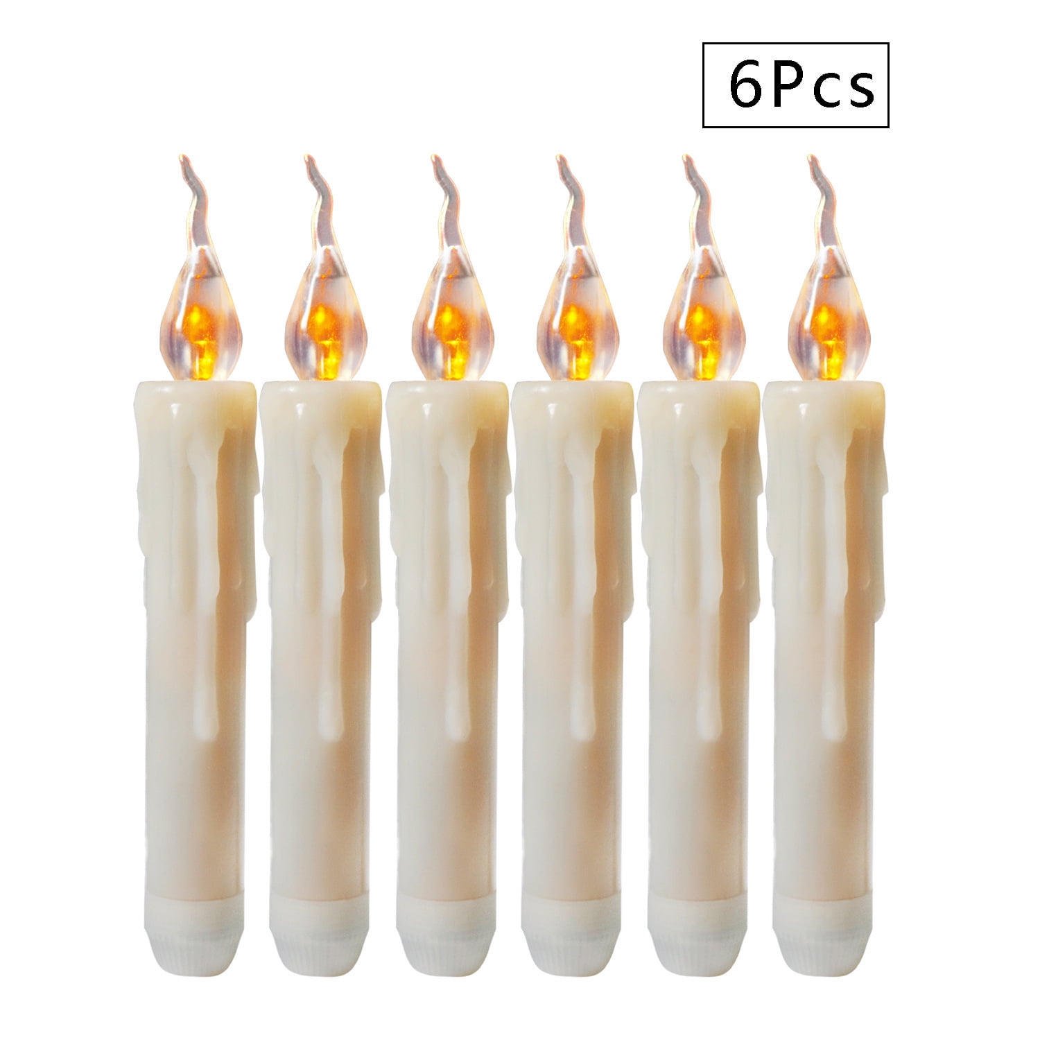 6 Candle Lamps With Long Candles And Tears warm white flash Soft tip ...