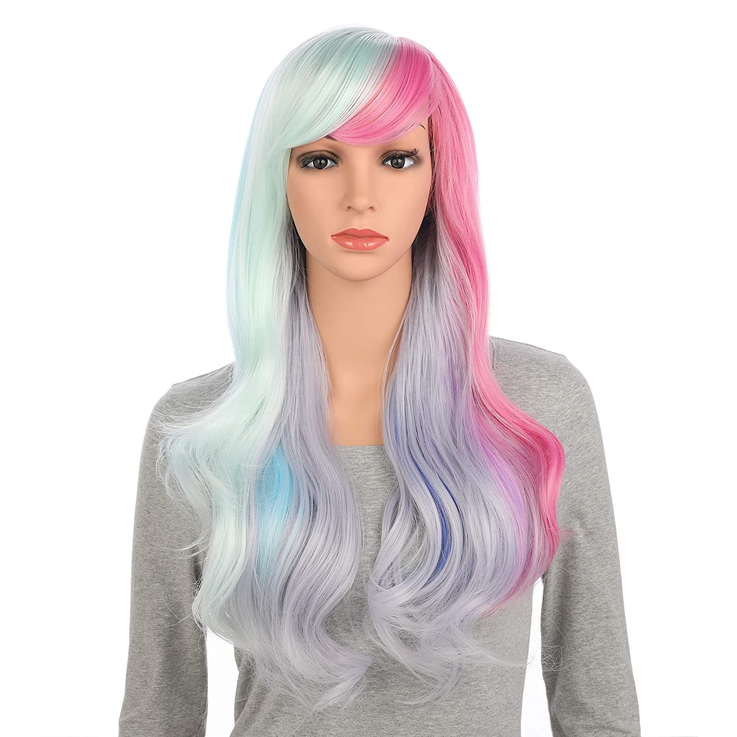 Long Curly Multi-Color Colorful Hair Full Wigs - Charming Lolita ...
