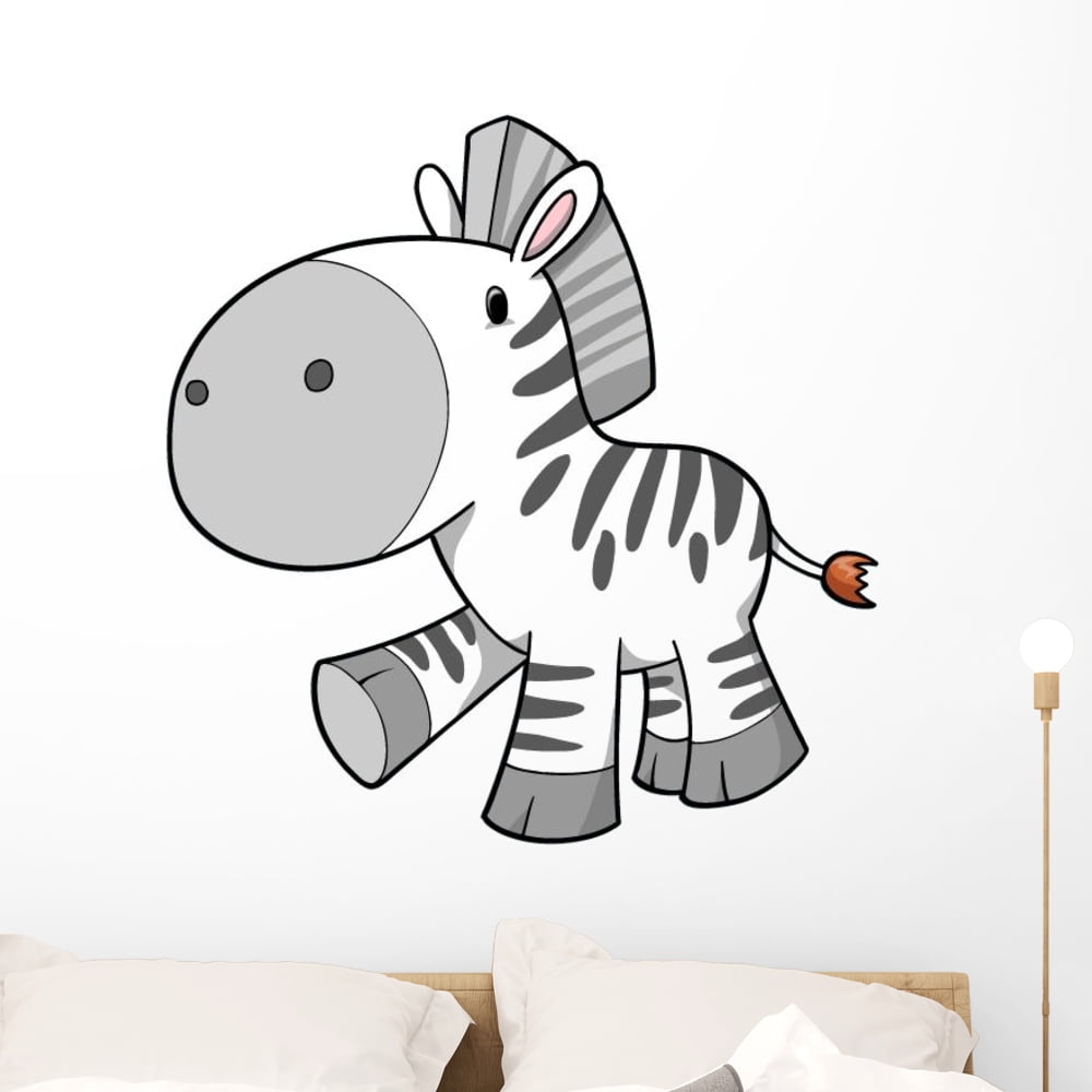 Happy Prancing Baby Zebra Wall Decal Sticker, Wallmonkeys Peel & Stick ...