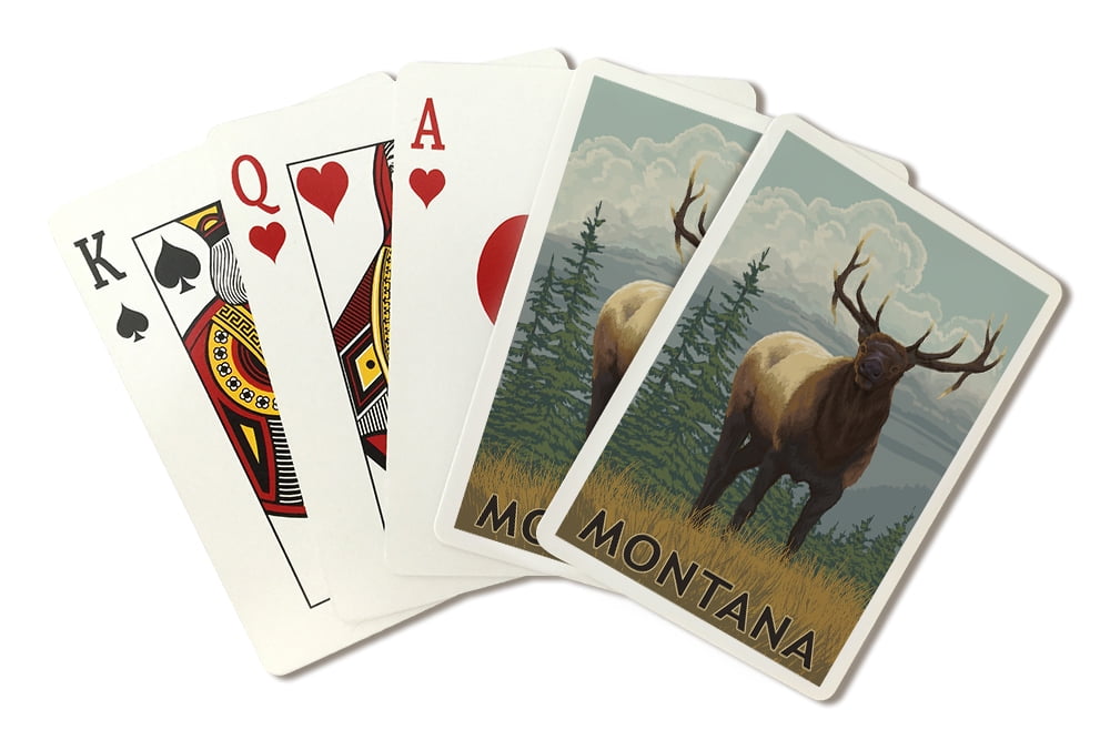 Montana, Elk Scene, Lantern Press, Premium Playing Cards, 52 Card Deck ...