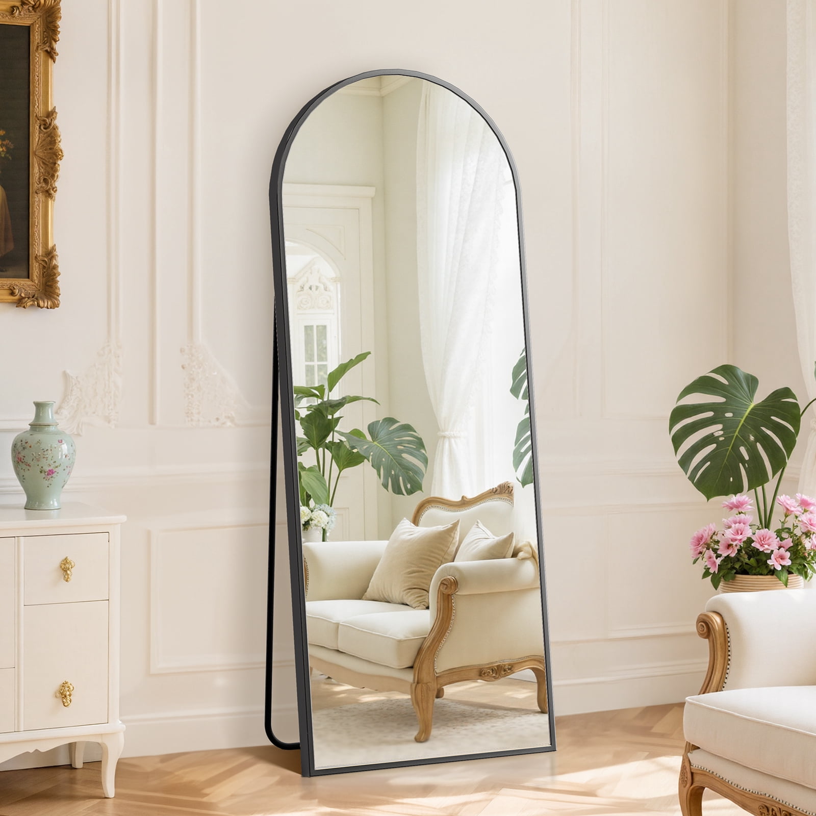 EDX Black 64"x21" Arched Full Length Mirror with Metal Frame, Full Body ...