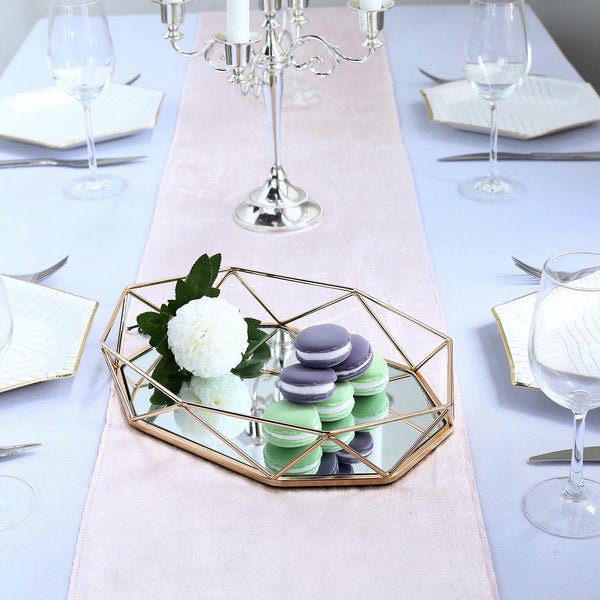 Efavormart 14" x 9" Gold Metal Geometric Serving Tray | Octagon Mirror ...