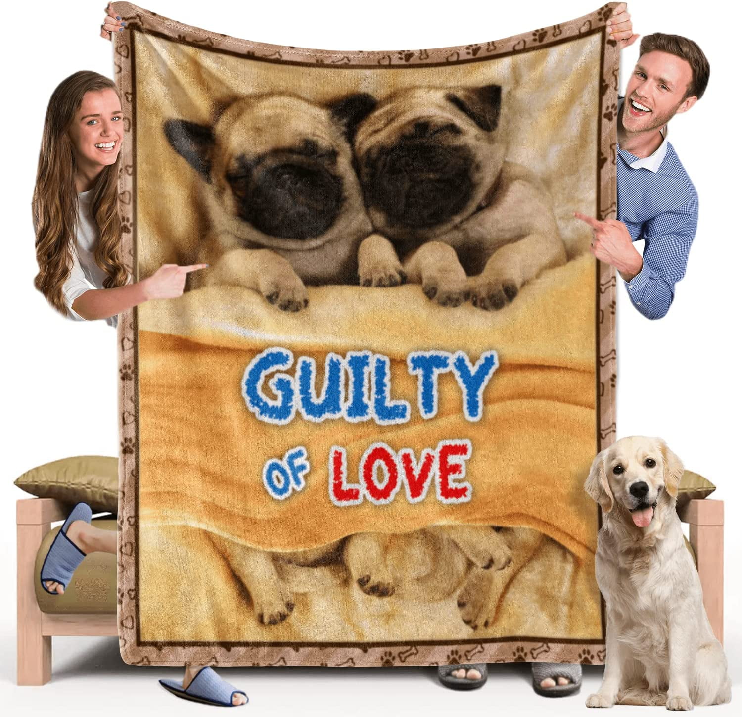 Pug Gifts for Pug Lovers, Pug Blanket Fleece Soft Cozy Throw Blanket ...