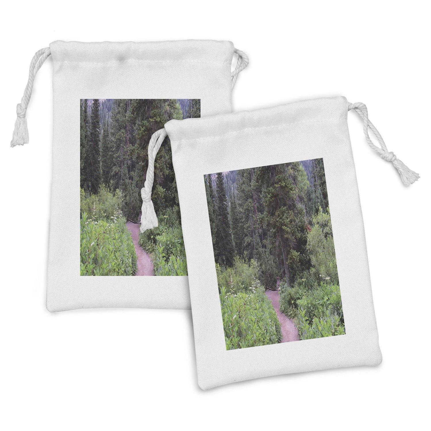 Landscape Fabric Pouch Set of 2, Wild Trees Landscape Photography ...
