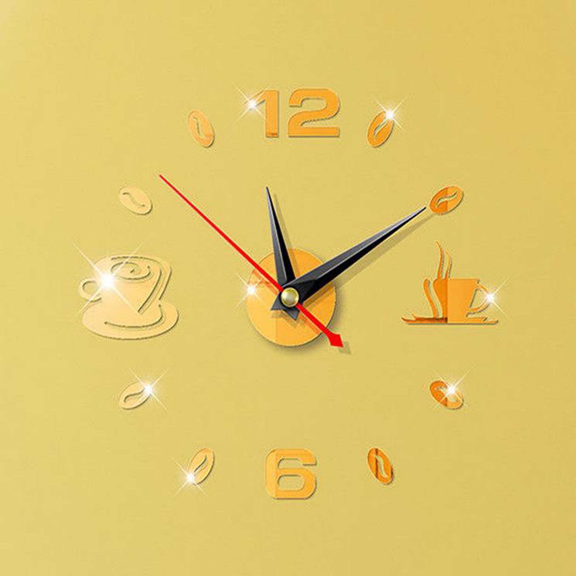 Spring hue Modern DIY Large Wall Clock 3D Mirror Surface Home Decor Art ...