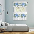 Blue Bow Hydrangea Kitchen Curtains Set for Windows, Spring Floral ...