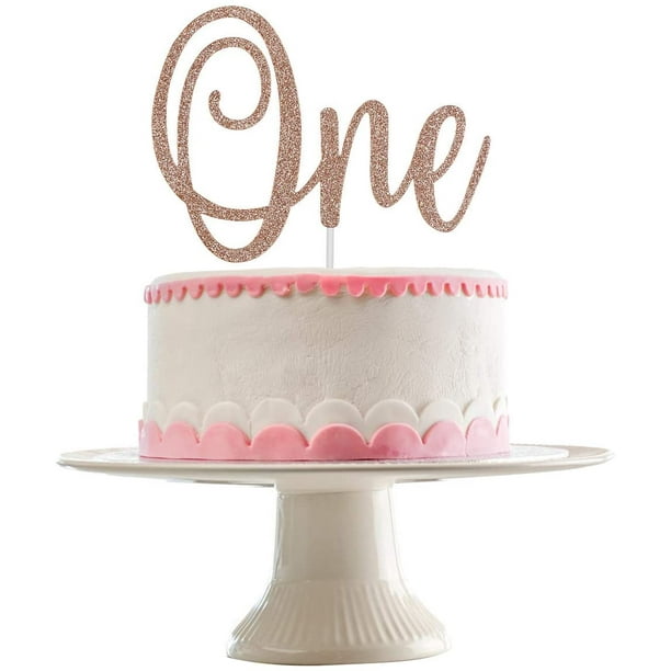 1st Birthday Cake Topper- One Cake Topper Rose Gold Glitter, One ...