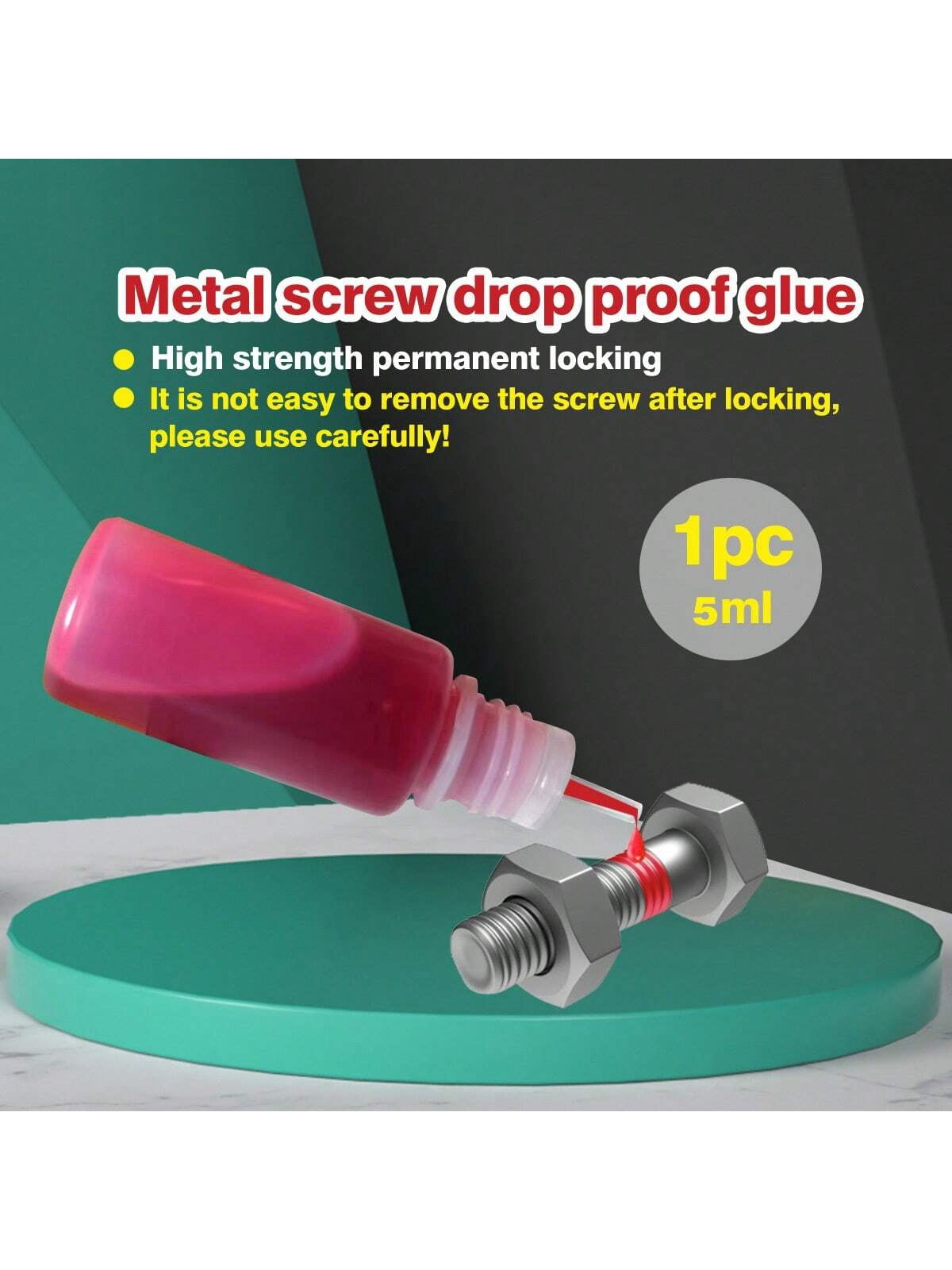 1pc Red 5ml High Strength Metal Thread Locking & Sealing Adhesive Glue ...