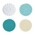 EDHITNR 4 Pcs Woven Round Placemats Cotton Thermal Insulation Table ...