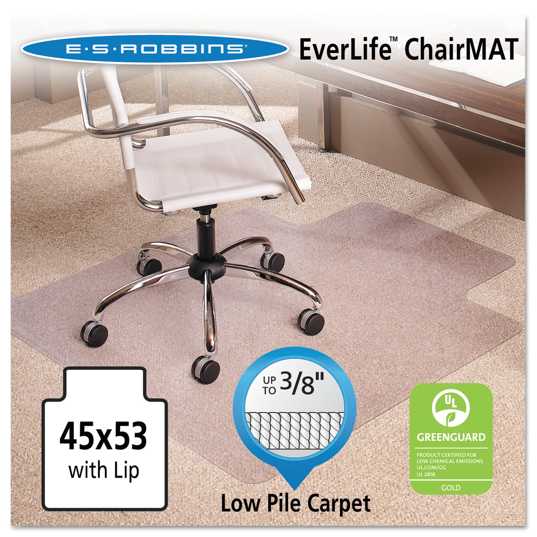 ES Robbins Multi-Task Series 45 x 53 Chair Mat for Low Pile Carpet ...