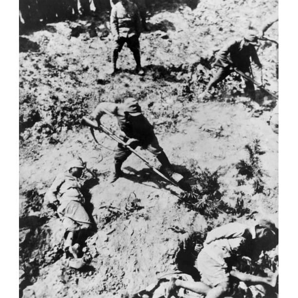 Japanese Soldiers With Bayonets Menacing Their Chinese Captives. The ...