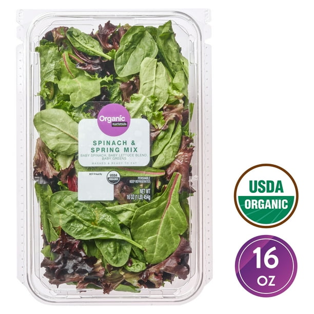 Marketside Organic Spinach and Spring Mix Salad Blend, 16 oz.Clam Shell ...