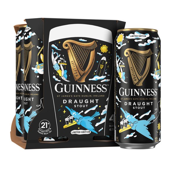 Guinness Draught Stout, 4 Pack Cans, 14.9 fl oz, 4.2% ABV - Walmart.com