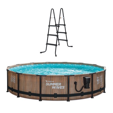 Summer Waves Natural Teak Elite 14' x 36" Frame Above Ground Swimming ...