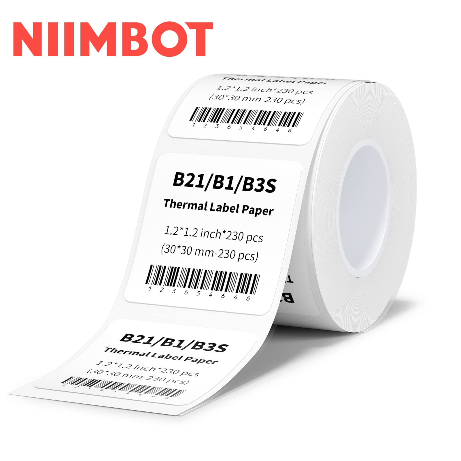NIIMBOT Label Maker Tape Sticker Labels Print Paper Replacement for B21/B1/B3S White-1.18"x 1.18 ...