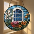Botanical Flower Glass Window Hanging Decor, Colorful Suncatcher Art ...
