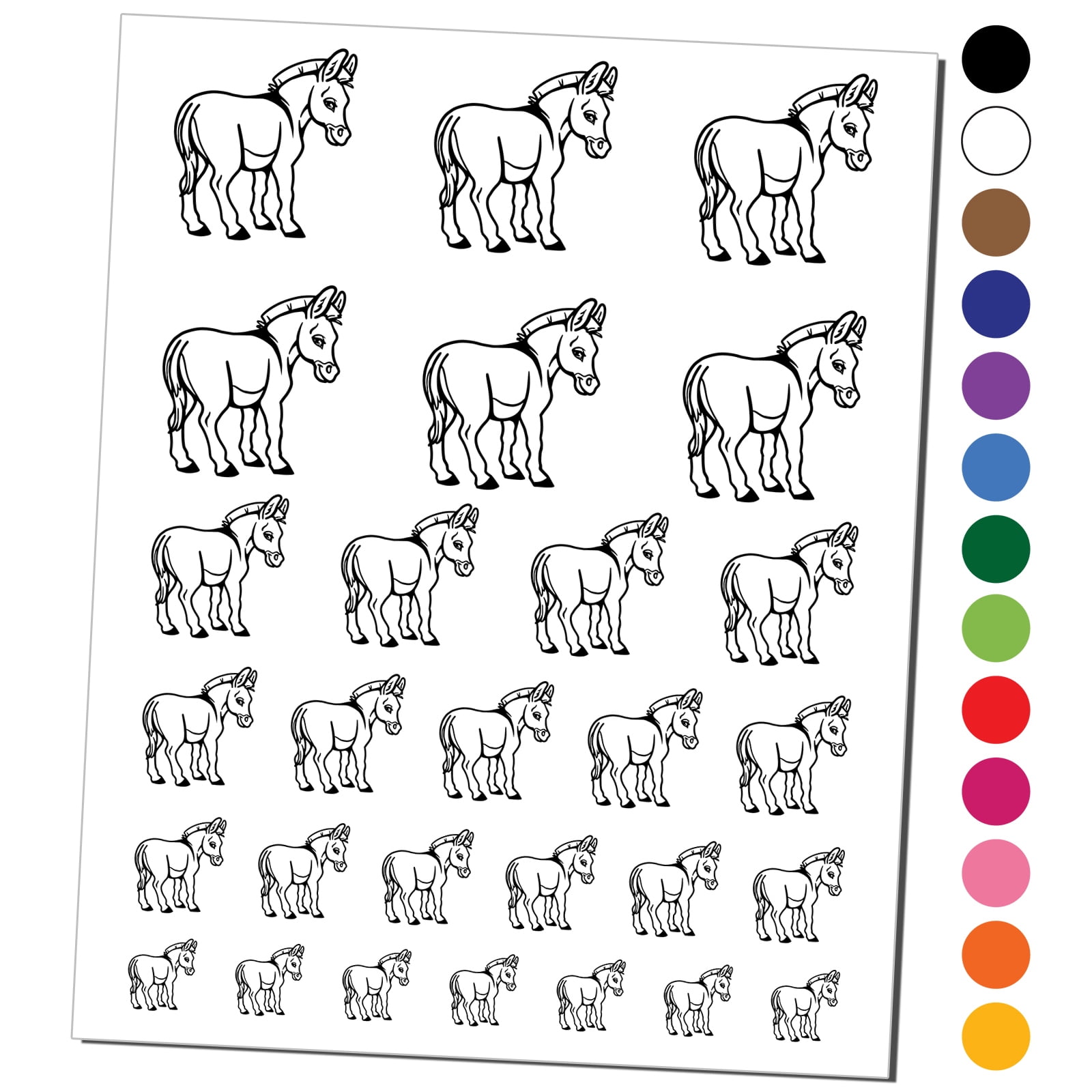 Donkey Looking Over Shoulder Butt Water Resistant Temporary Tattoo Set ...