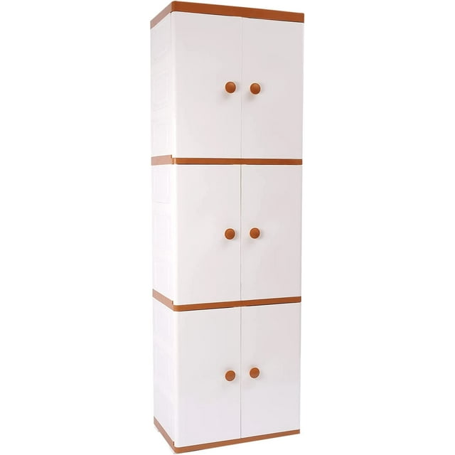 Miumaeov Plastic Tall Cabinet, Portable Storage Organizer with Wheels ...