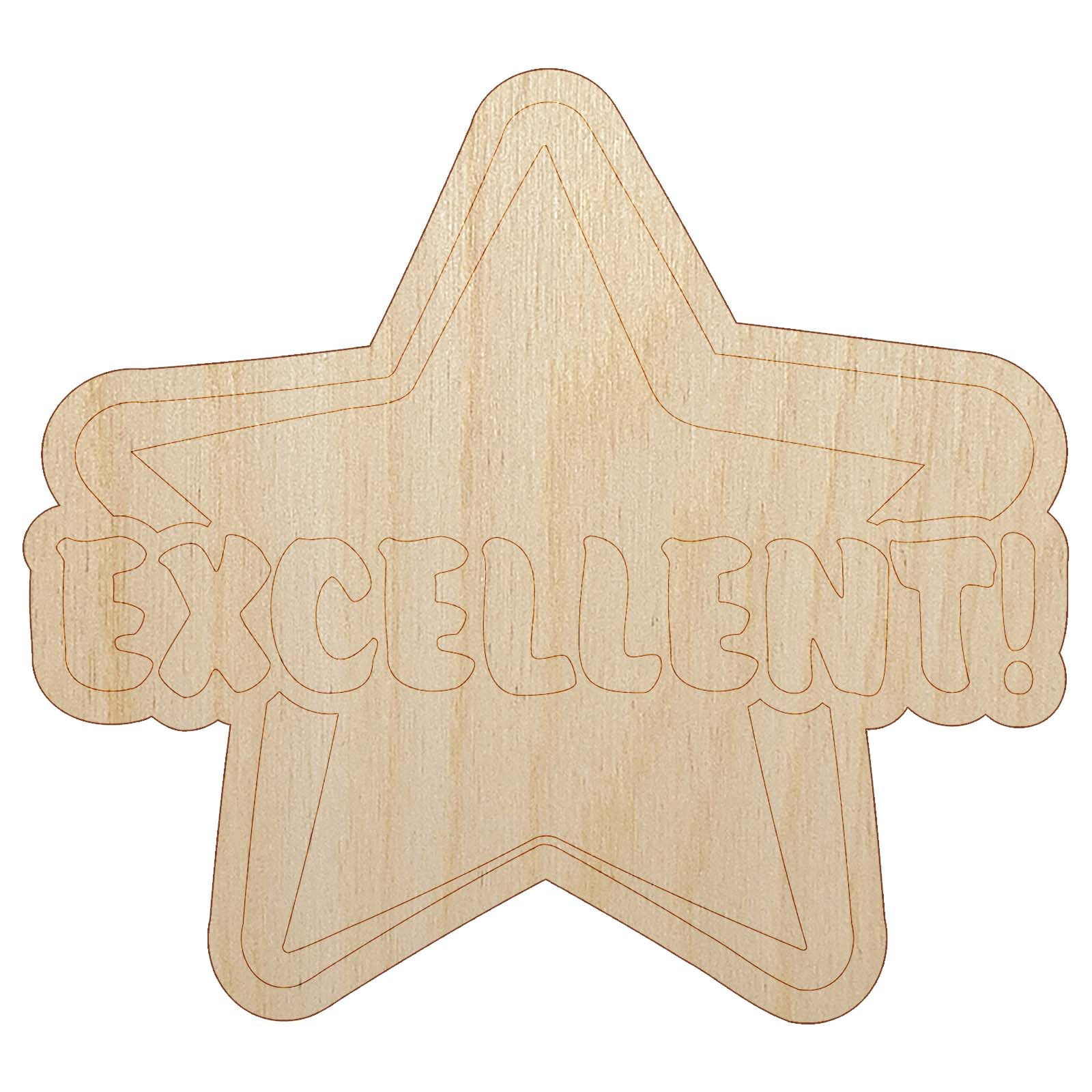 Excellent Star Teacher School Motivation Wood Shape Unfinished Piece ...