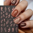 3D Metallic Leaf Nail Art Stickers 2 Sheets Pink Gold Self-Adhesive ...