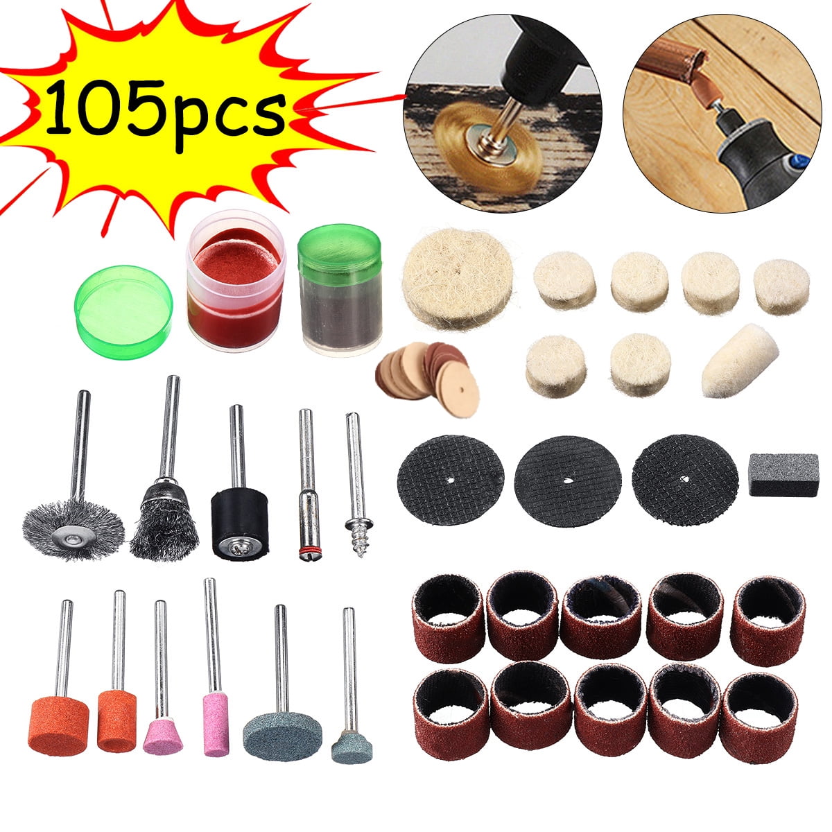 105Pcs Electric Grinder Mini Rotary Tool Accessories Kit Grinding ...