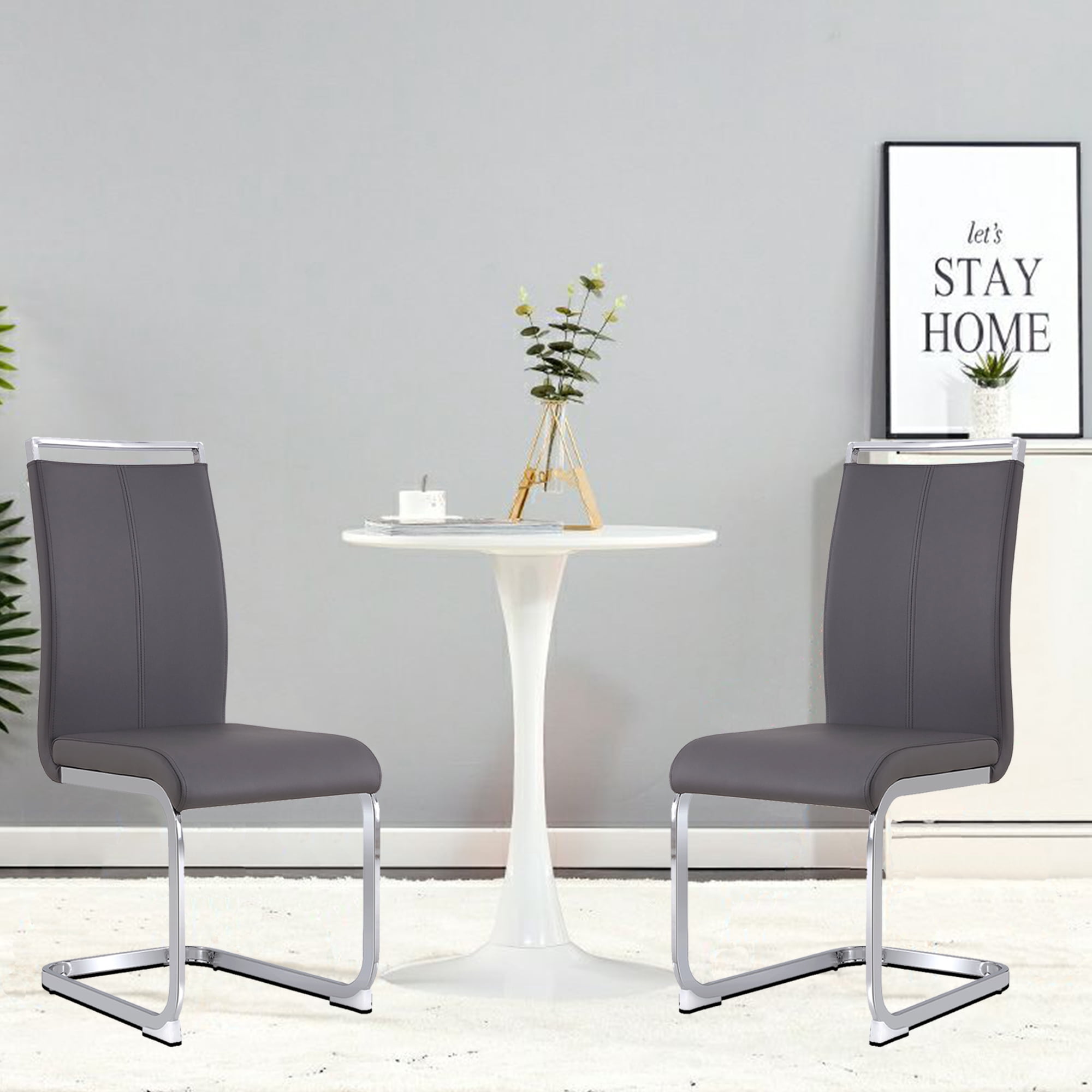 Click here for Noble House A Set Of 2 Dark Gray Pu Leather Dining... prices