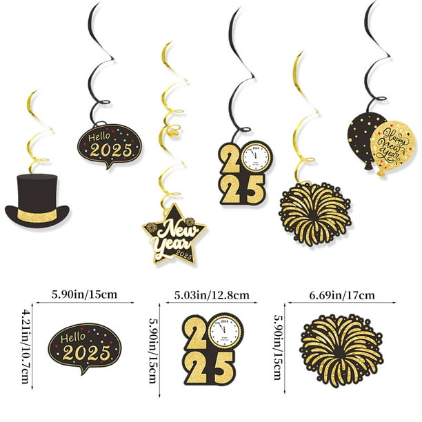 Decoraciones de Feliz Año Nuevo 2025 Los suministros para la fiesta de ...
