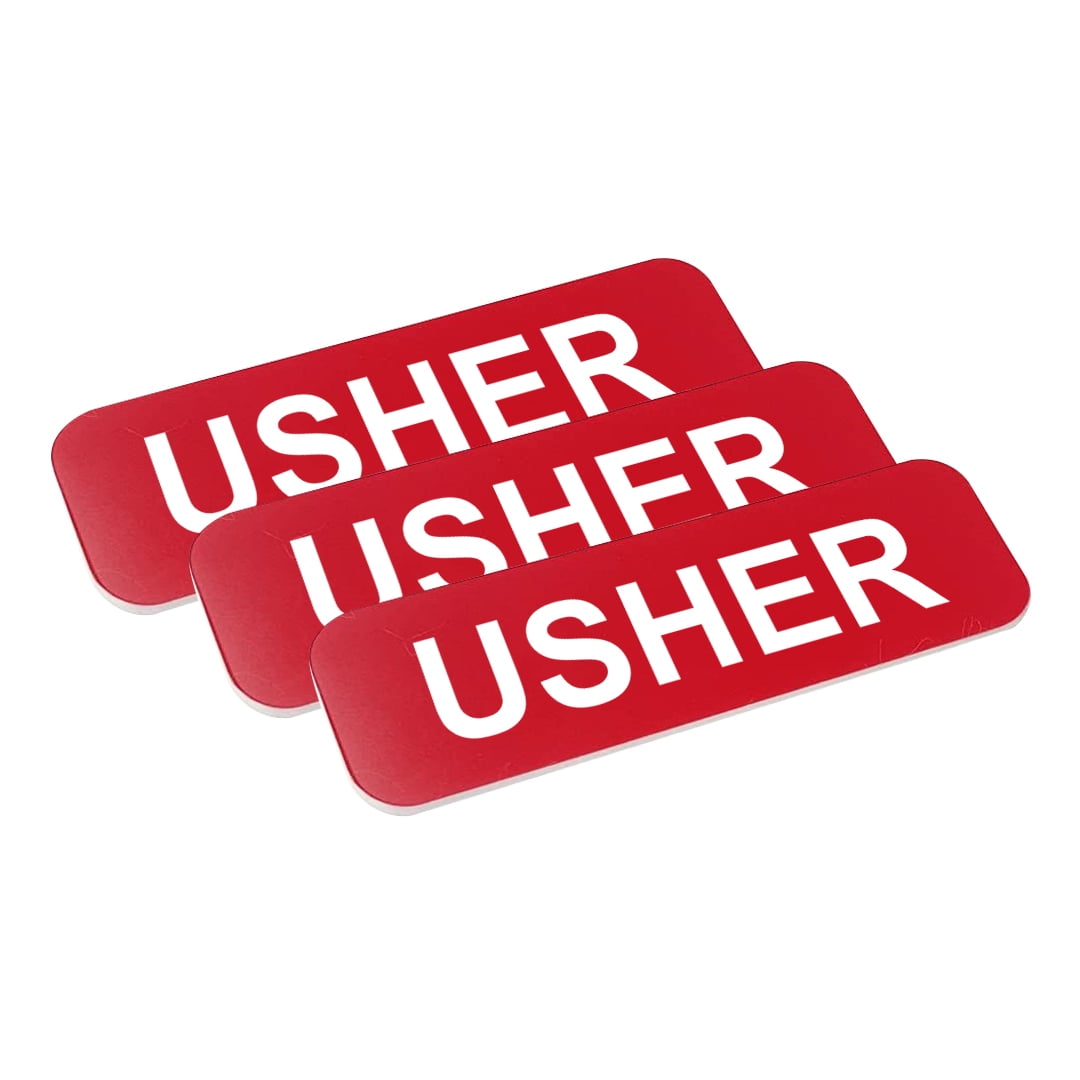 Usher Name Tag - Pack of 3 (Red) - Walmart.com