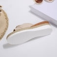 Beige Women'S Beach Outer Wear, Slippers Solid Color One Line Metal ...