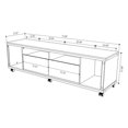 Pemberly Row Wood 71" TV Stand with Casters in Maple Cream & Off White ...