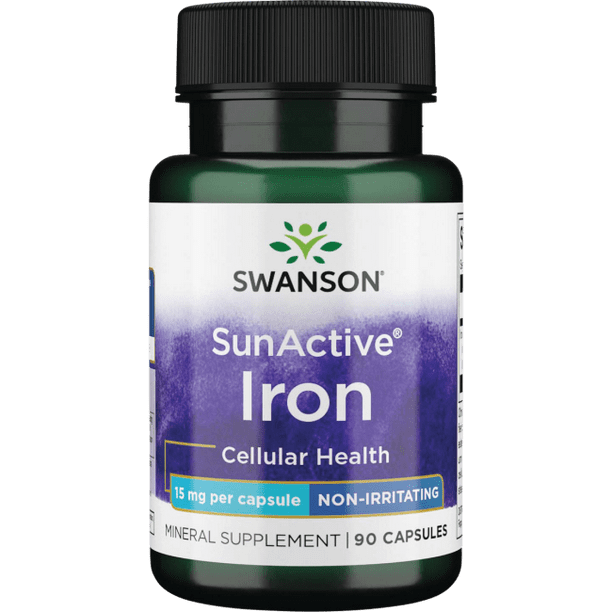 Swanson Sunactive Non-Irritating Iron 15 mg 90 Capsules - Walmart.com ...
