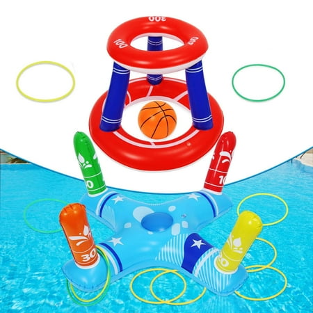 FunsLane Inflatable Pool Toys games Set,Floating Swimming Basketball ...