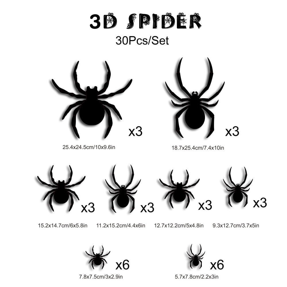 Halloween Home Decorations, 30 PCS 3D Large Spider, Realistic PVC ...