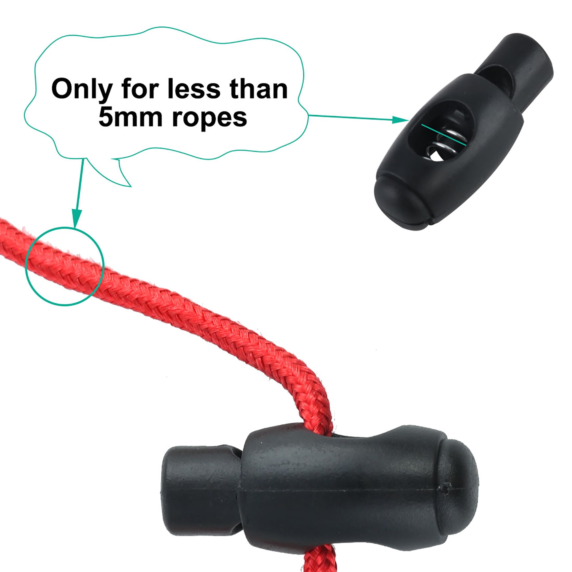 8pcs Spring Cord Lock Plastic Cord Stopper End Fastener Hole Toggle ...