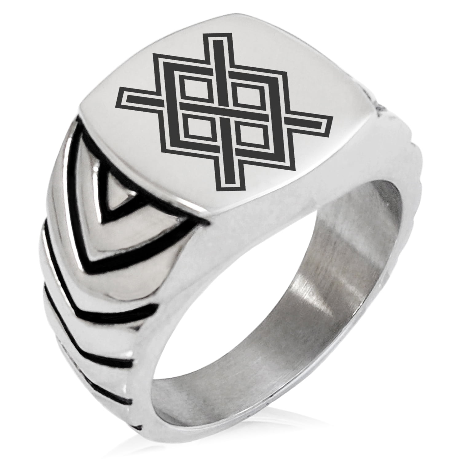 Stainless Steel Gungnir Rune Viking Norse Chevron Pattern Biker Style ...