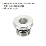 Uxcell 3/8-24UNF Internal Hex Head Pipe Fitting Plug, Male Thread 45# Steel Socket Plug with ...
