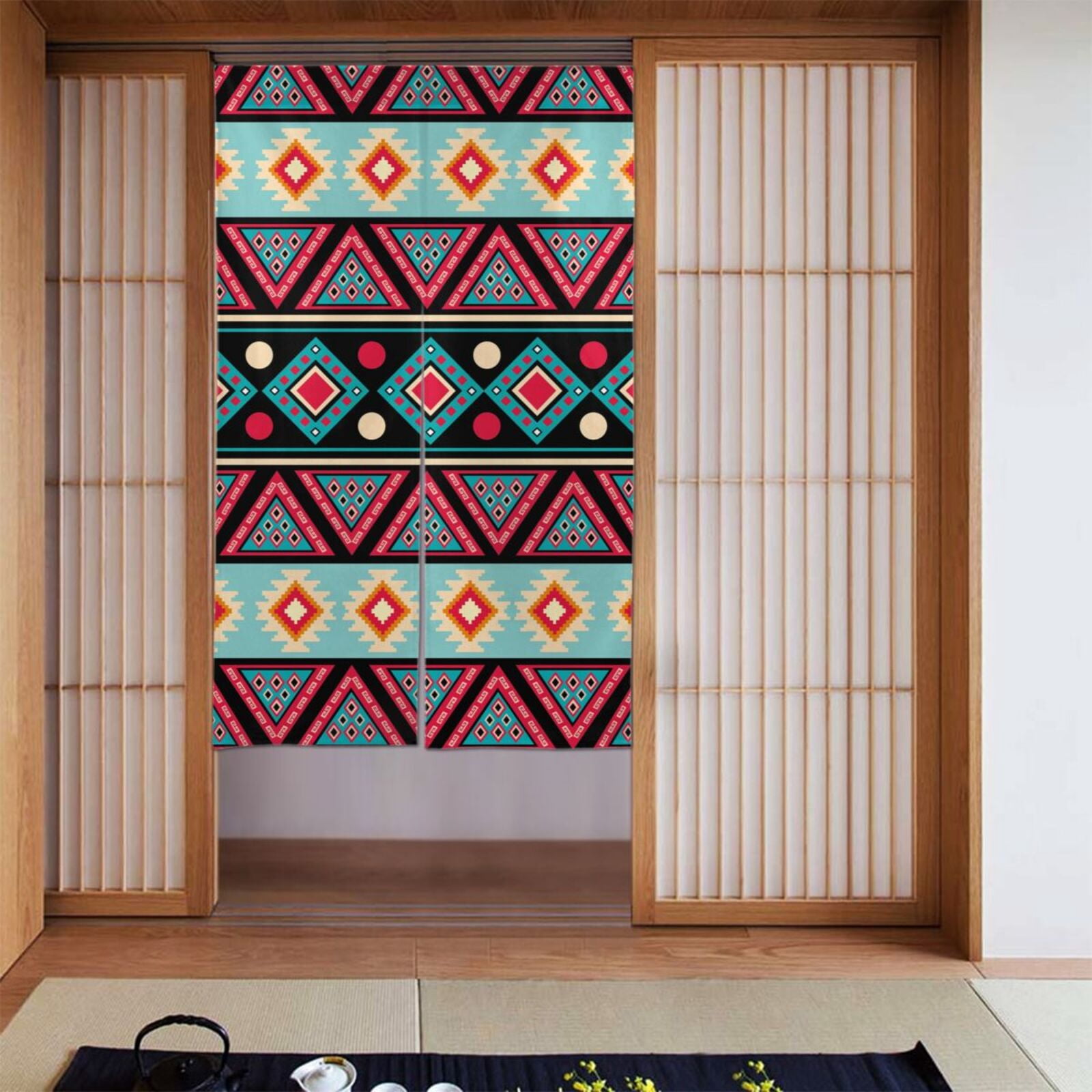Doorway Drape Split Curtains, Bohemian Southwestern Native Retro Room ...