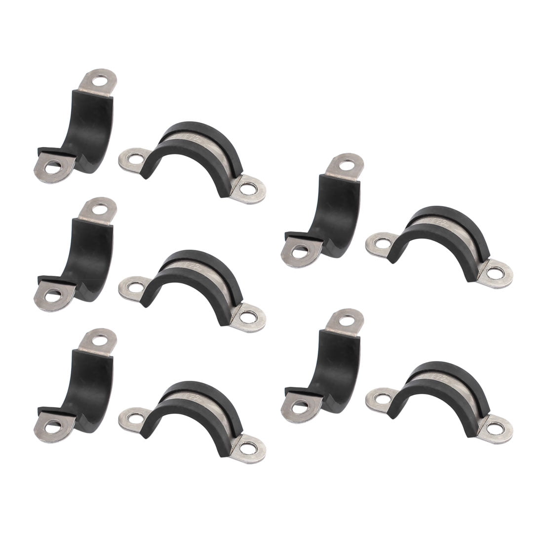 10Pcs 22mm Dia Rubber Lined U Shaped Stainless Steel Pipe Clips Hose ...