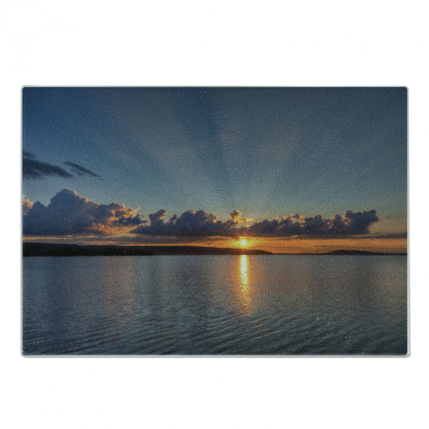 Sunset Cutting Board, Sunset over Horizon Fluffy Clouds Composition ...