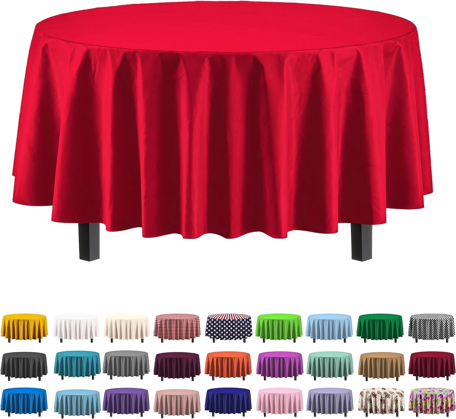Nvzi 12-Pack Premium disposable Plastic Tablecloth 84in. Round Table ...