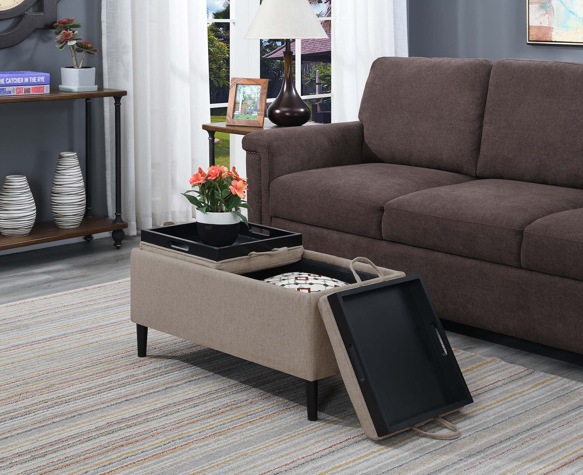 Convenience Concepts Designs4Comfort Magnolia Storage Ottoman with ...