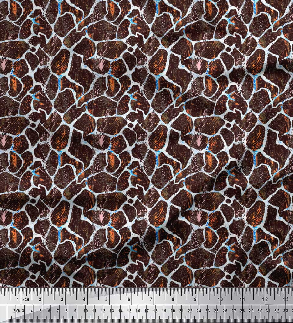 Soimoi Brown Cotton Poplin Fabric Giraffe Animal Skin Print Fabric by ...