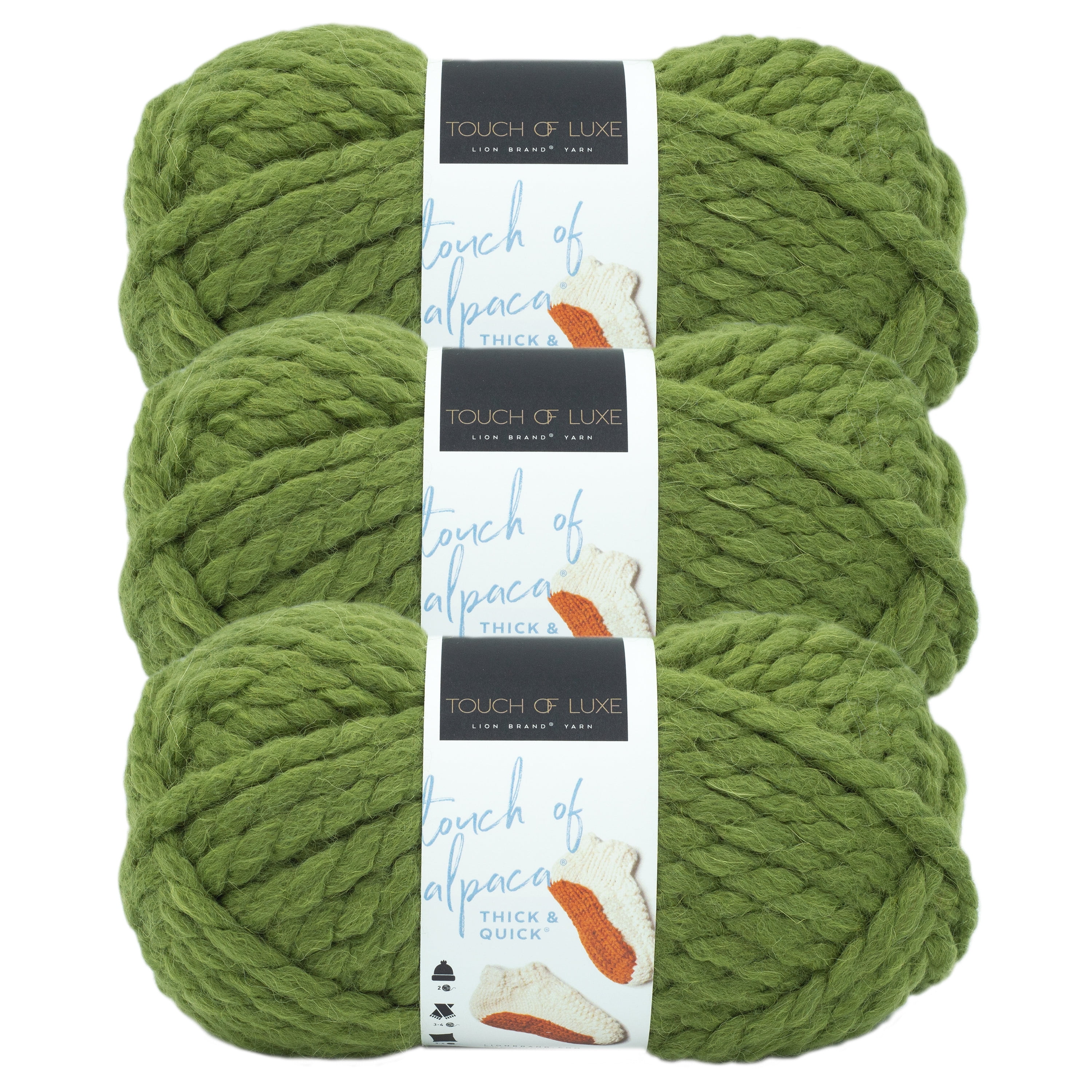 Lion Brand Yarn Touch of Alpaca Thick & Quick Leek Jumbo Acrylic ...