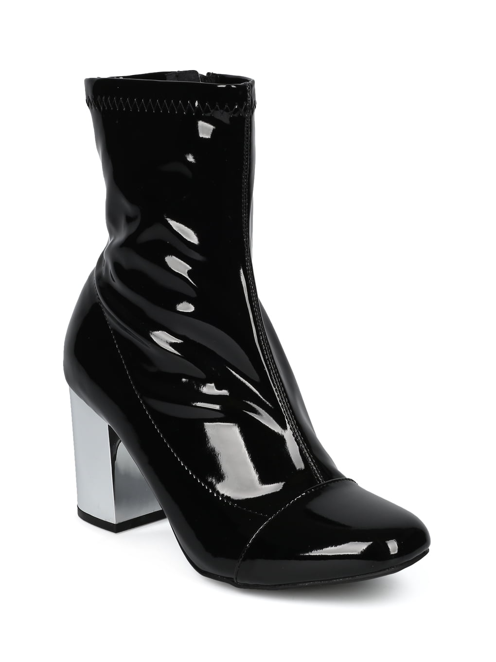 New Women Wild Diva Marcus-27 Patent Leatherette Metallic Block Heel ...