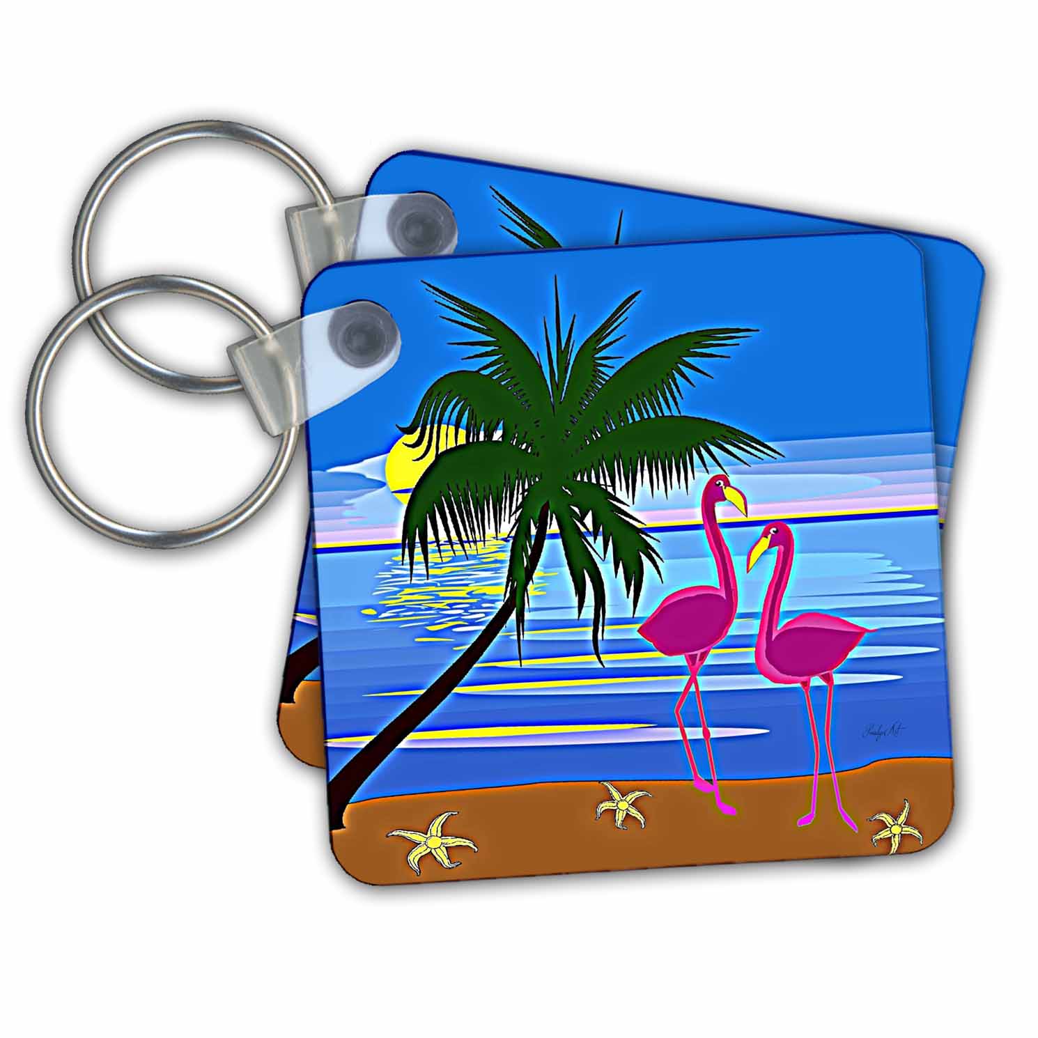 3dRose Flamingos - Key Chains, 2.25 by 2.25-inch, set of 2 - Walmart.com