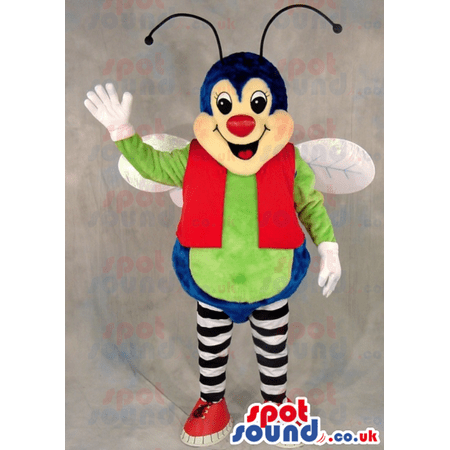 Fantasy Fly Plush SPOTSOUND Mascot Wearing Red And Green Garments ...